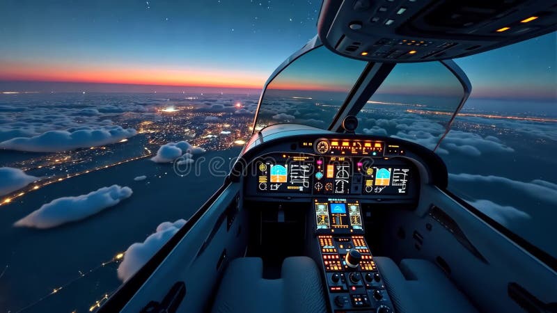 Sunset Flight Above the Clouds a Pilot S View from the Cockpit ...