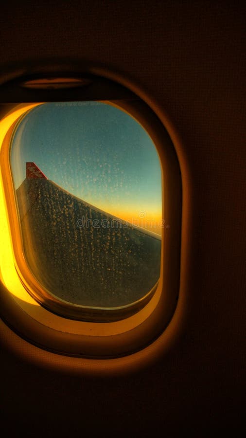 Sunset Flight Vibes – Tranquil Aerial View from a Plane Cabin Stock ...