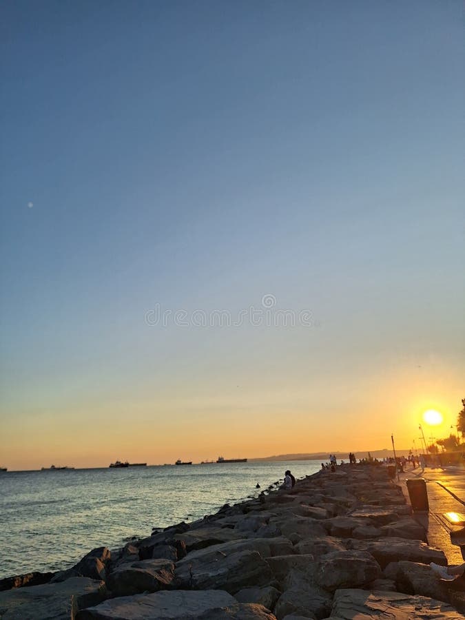 The Sunset at Florya Beach Istanbul Stock Photo - Image of florya ...
