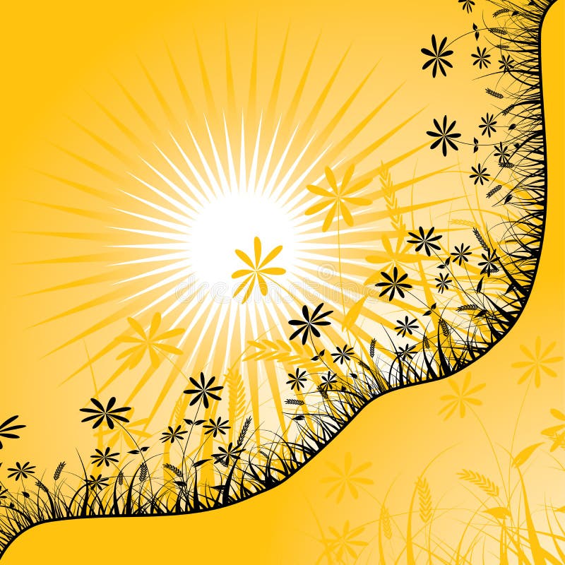 Sunset and flower, vector stock vector. Illustration of flower - 2276361