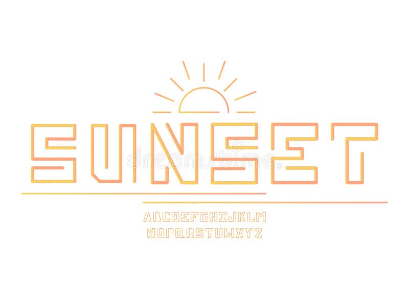 Sunset Font. Vector Alphabet Stock Vector - Illustration of heat, grade ...