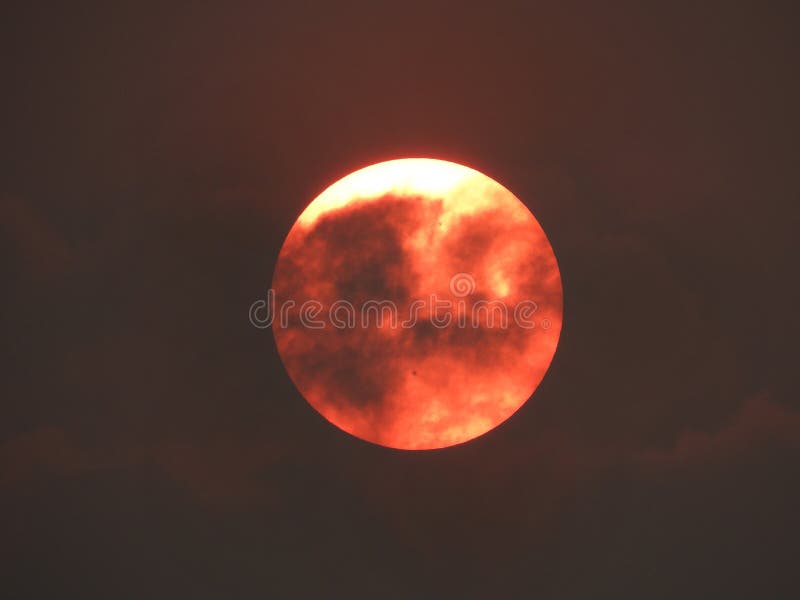 Sunset Visible through Forest Fire Smoke in NYS Stock Photo - Image of ...