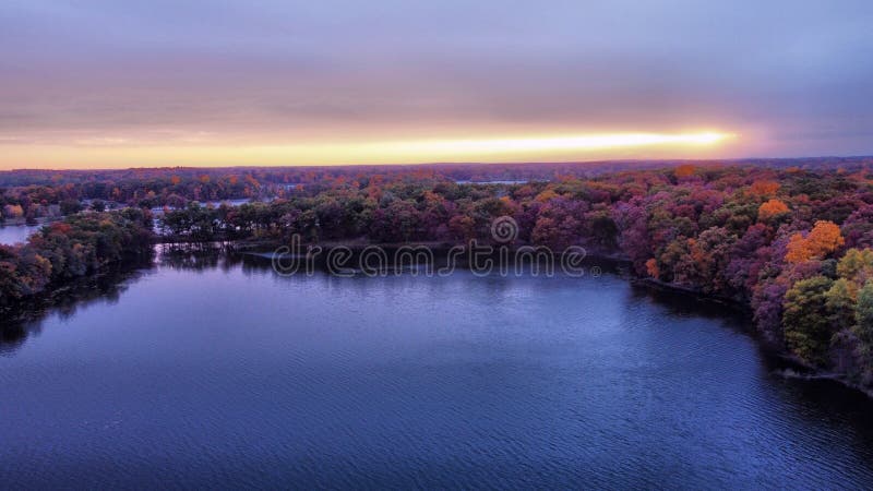 Sunset at the forest lake stock image. Image of lake - 202022301