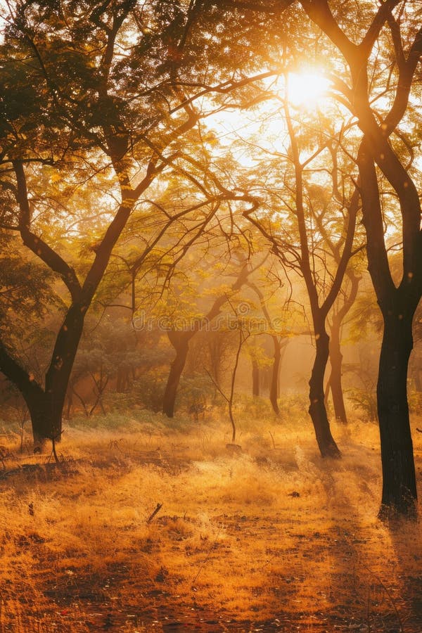 Sunset Forest Path stock image. Image of autumn, trees - 367267843