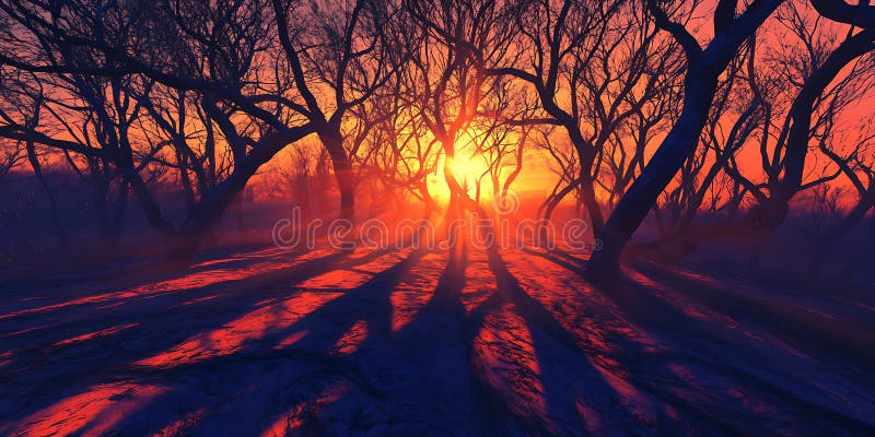 Sunset Forest Path: Nature Photography Stock Illustration ...