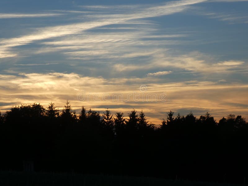 Sunset Over the Forest in Bavaria Stock Image - Image of bavaria, wild ...