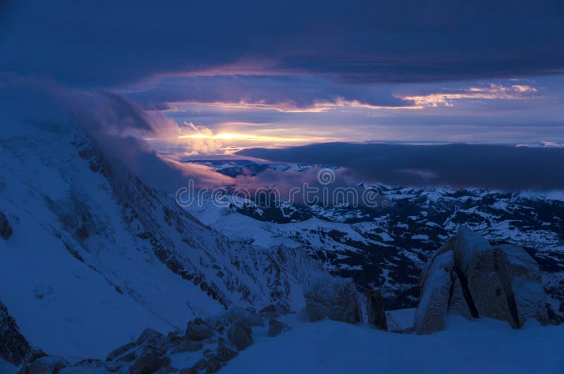 French Alps in Winter, Chamonix Stock Image - Image of reflection ...