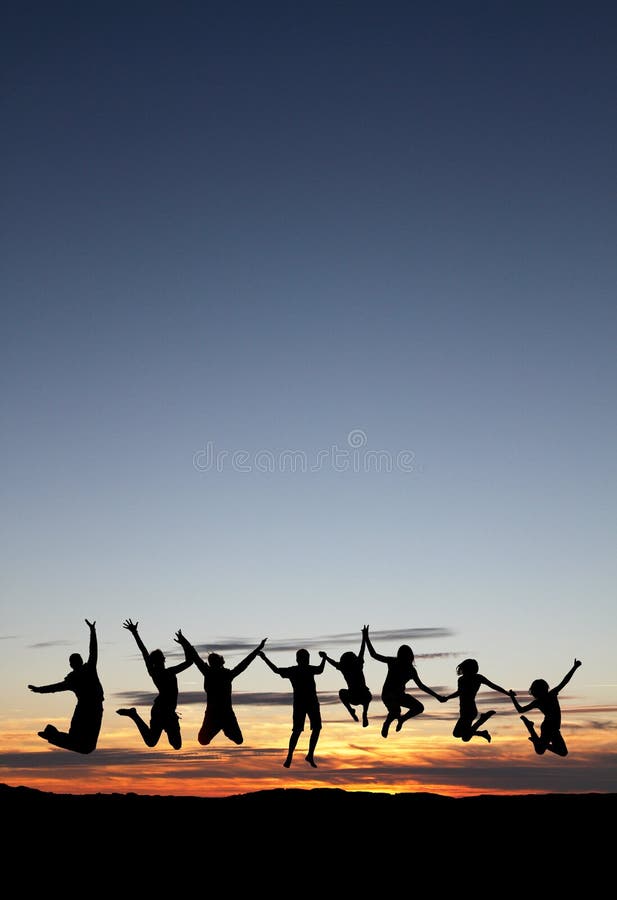 Sunset friends stock image. Image of people, family, silhouette - 27059489