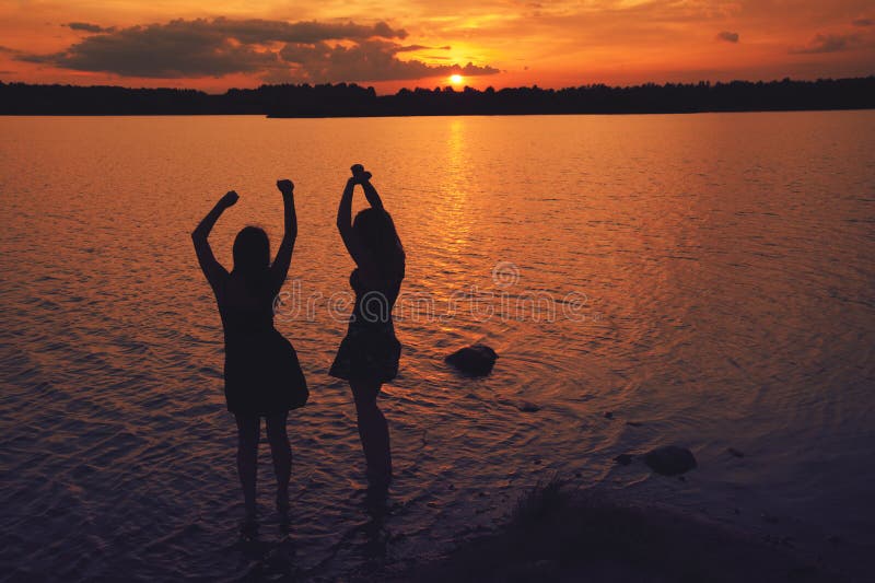 Sunset friends stock image. Image of reflection, lifestyles - 45075895