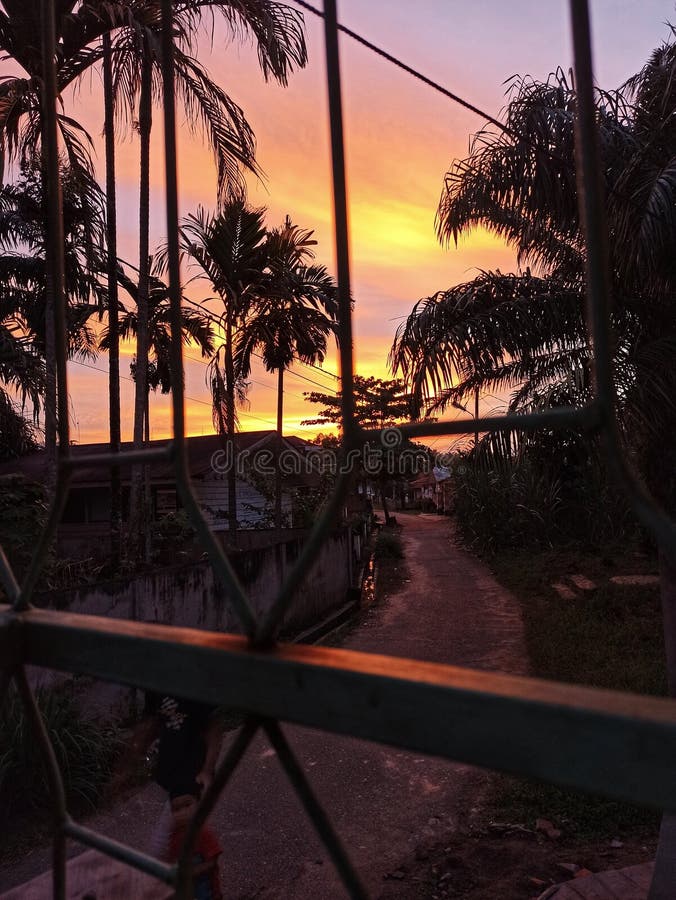 Sunset in Front of the Home Editorial Stock Image - Image of sunset ...