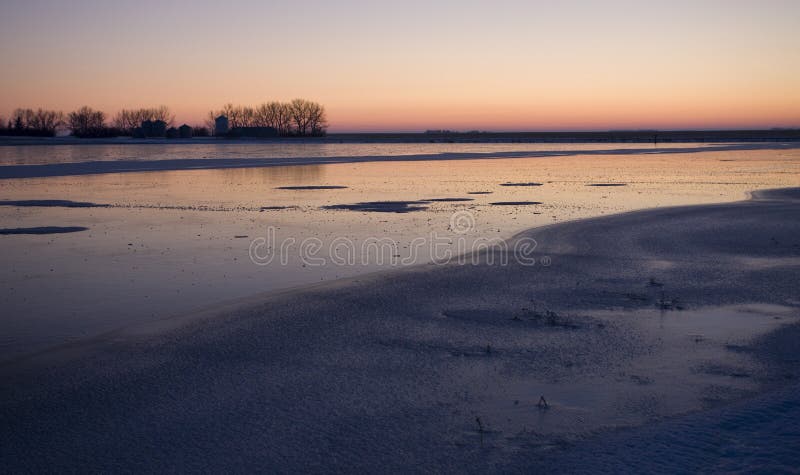 Sunset on Frozen Lake stock image. Image of snowy, beauty - 23317249