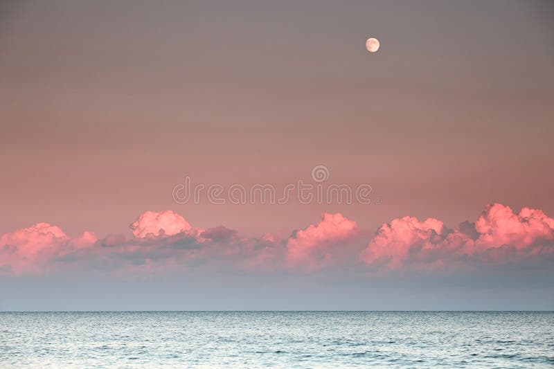 Sunset with full moon stock image. Image of sunset, moon - 21166367