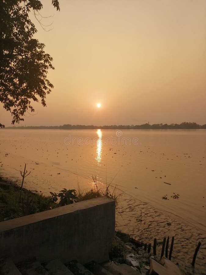 Sunset in Ganga River. Beautiful Scenery Stock Image - Image of evening ...