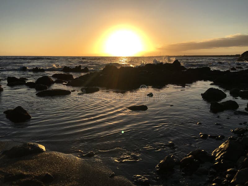 Sunset Glass Beach Kauai stock image. Image of beach - 113961565