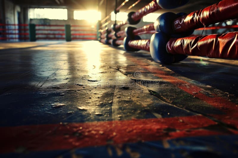 Sunset Glow in an Empty Boxing Ring Stock Image - Image of evening ...