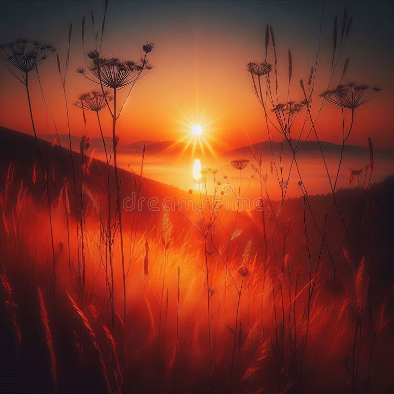 Sunset Glow the Final Rays of the Sun As it Sets Casting a Warm Stock ...