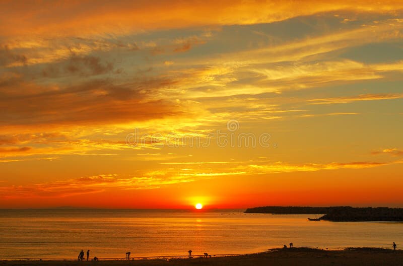 Sunset Glow in Sea Level Sky Stock Photo - Image of golden, shandong ...