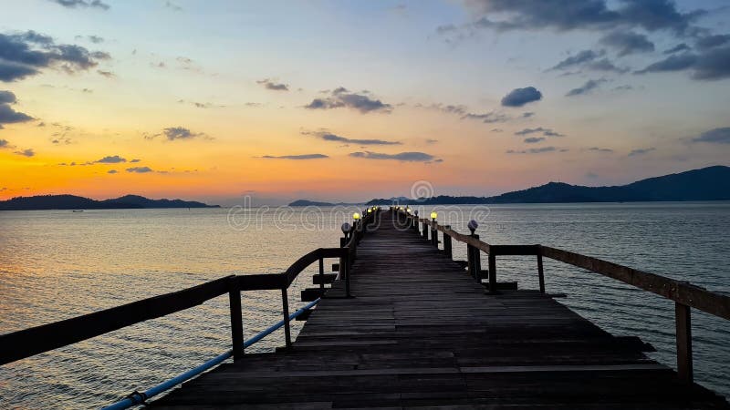 Sunset Glow View Scene on the Beach Footbridge Walk Stock Photo - Image ...