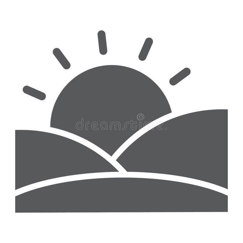 Sunset Glyph Icon, Sun and Sunlight, Dawn Sign, Vector Graphics, a ...