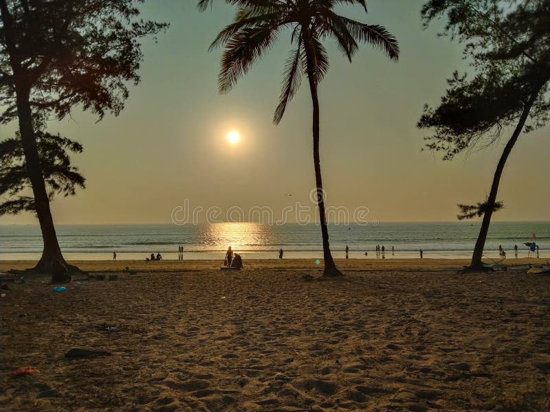 Sunset at goa stock photo. Image of sand, goan, sunset - 214405852
