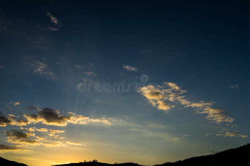 Sunset with golden horizon stock image. Image of blue - 89808395