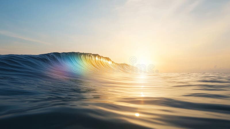 Golden Ocean Wave at Sunset Stock Photo - Image of vibrant, outdoors ...