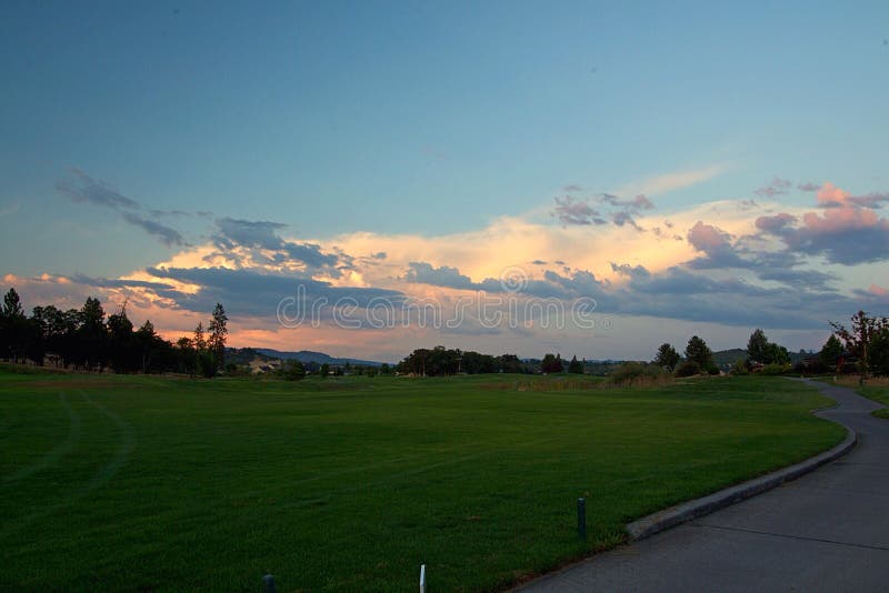 Sunset stock image. Image of sunset, landscape, golf - 43651859