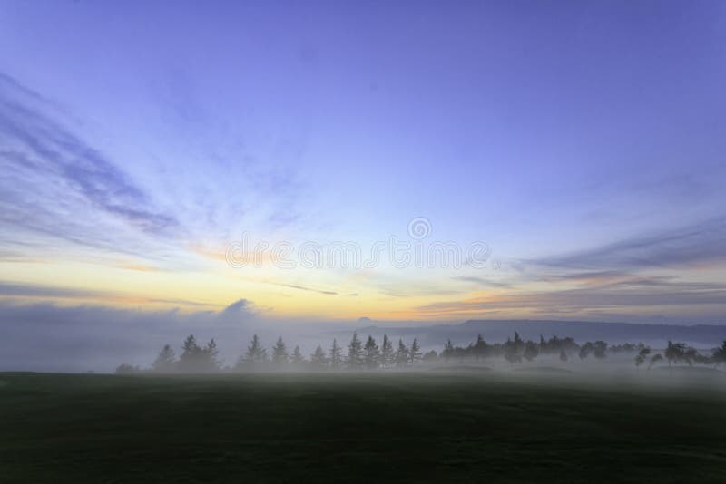 Sunset Golf course stock photo. Image of sunset, landscape - 75470032