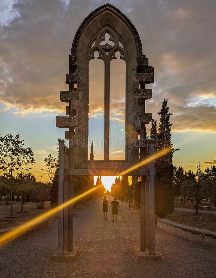 Sunset and Gothic arch stock image. Image of religion - 273997503