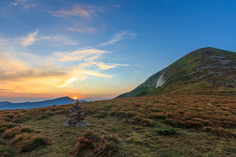 Sunset at the Goverla stock photo. Image of sunny, nature - 82455024