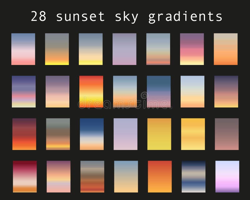Sunset Gradient Bundle. Sky Backgrounds for Nature Landscapes. Vector ...