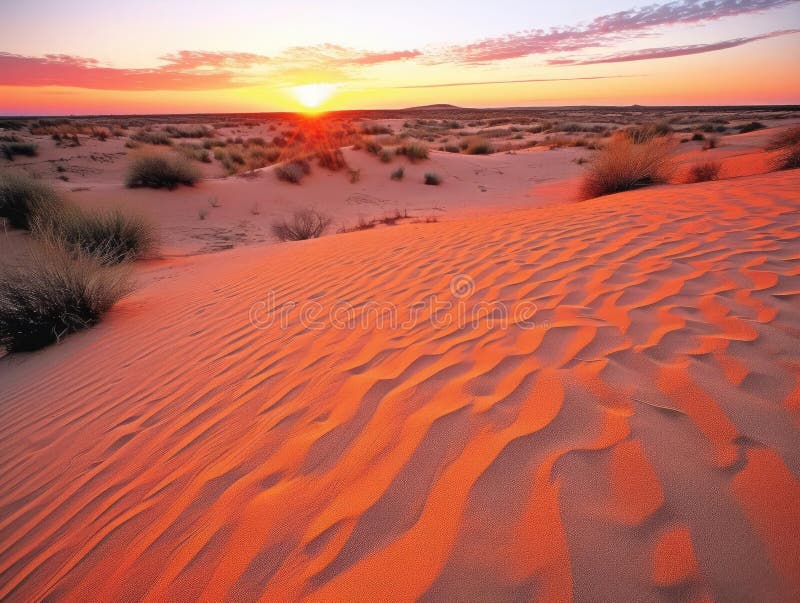 Sunset Gradient in Desert Landscape High Angle Shot Stock Illustration ...
