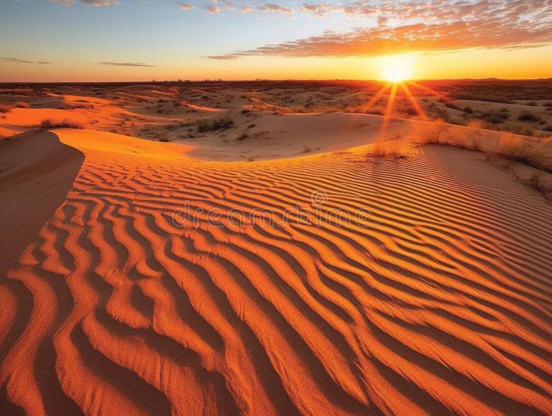 Sunset Gradient in Desert Landscape High Angle Shot Stock Illustration ...