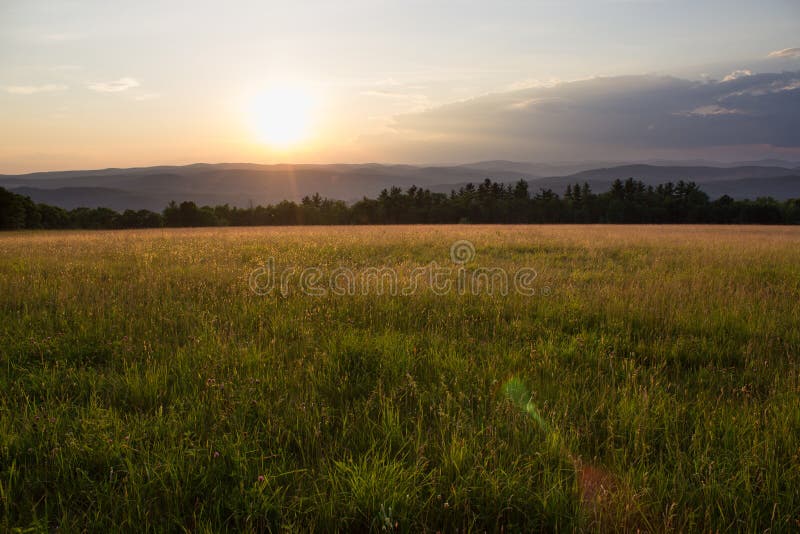 Grassy Meadow at Sunset with Mountains in the Background. Abha, Saudi ...