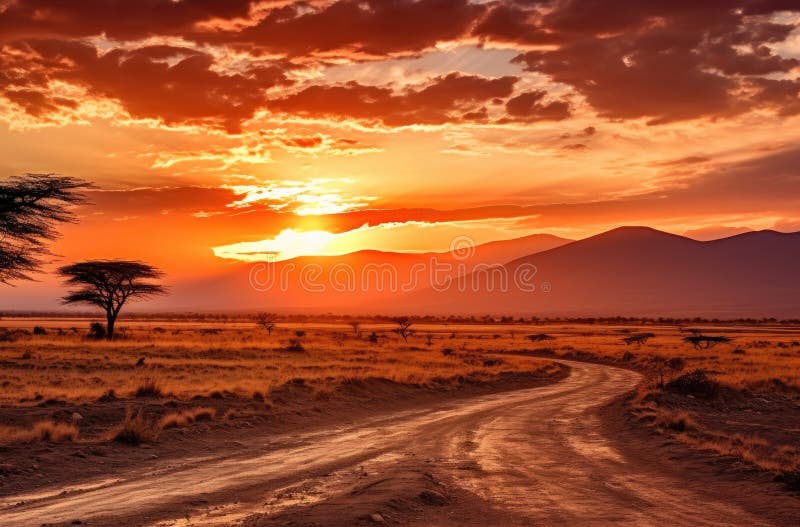 Sunset in the Great Rift Valley the Wildlife Stock Photo - Image of ...