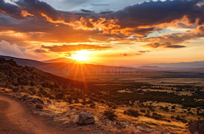 Sunset in the Great Rift Valley the Wildlife Stock Image - Image of ...