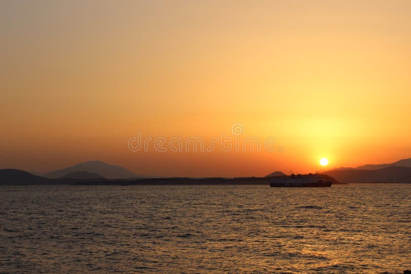Sunset in Greece editorial photography. Image of afterglow - 44257342