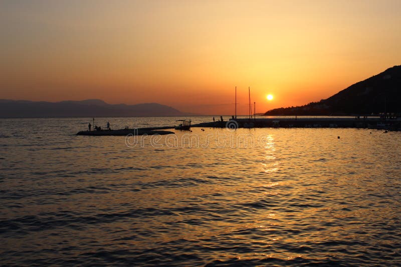 Sunset in Greece editorial photography. Image of sunrise - 44257367