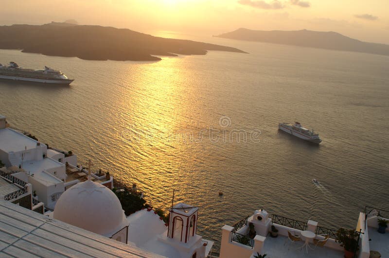 Sunset on a Greek Island Santorini Stock Image - Image of tourism ...