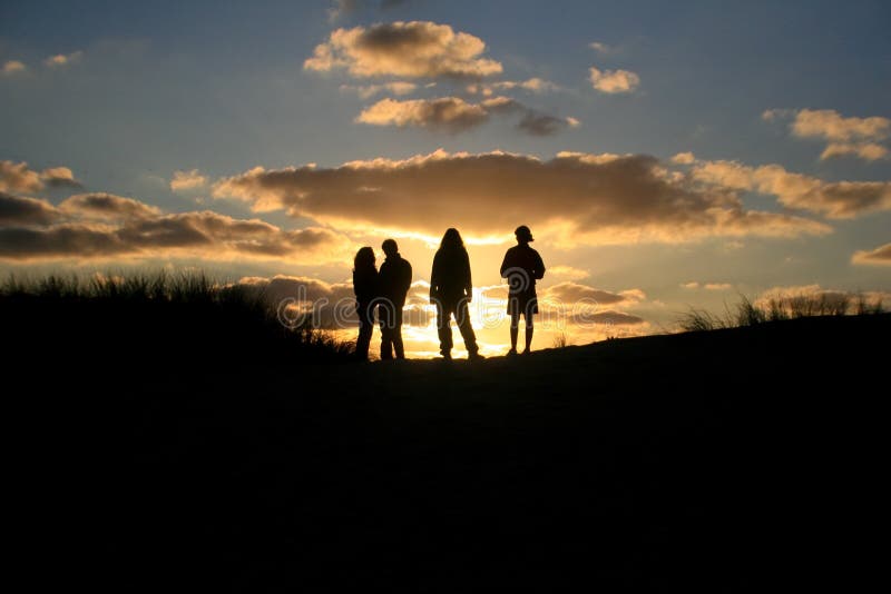 Sunset group friends stock image. Image of europe, happy - 14260665