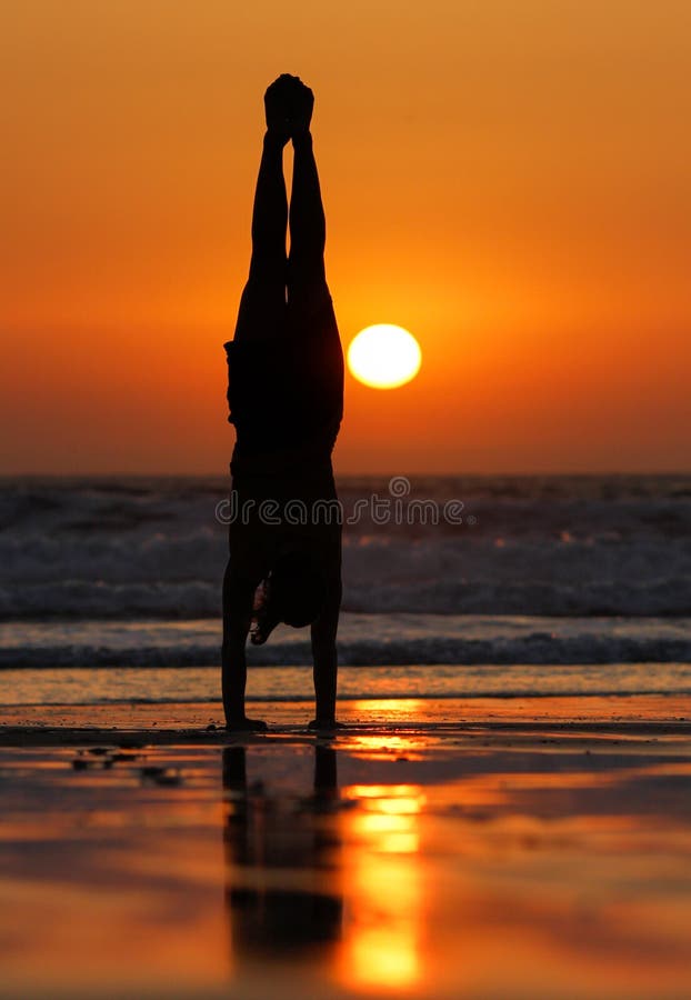 Sunset gymnast stock image. Image of cartwheel, holiday - 27059355
