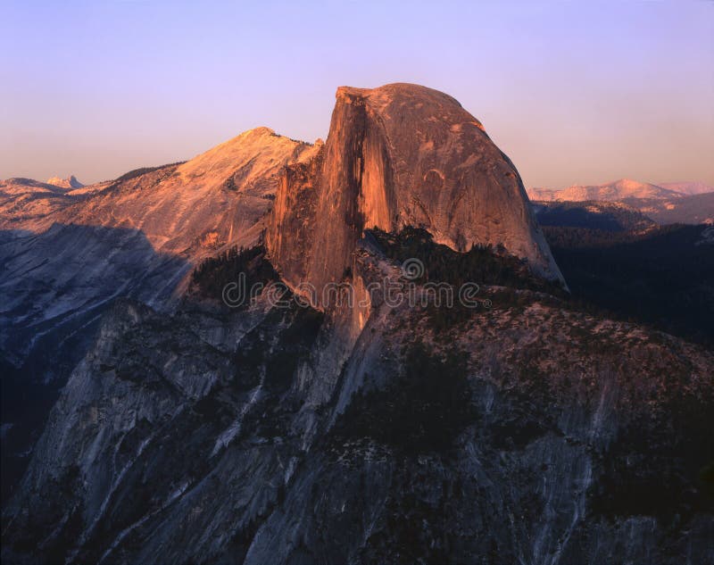 Sunset On Half Dome In Yosemite Valley In The Fall Stock Image - Image ...