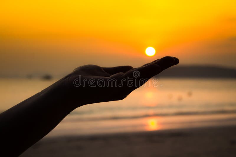 Sunset on hand stock photo. Image of fishing, province - 30496010