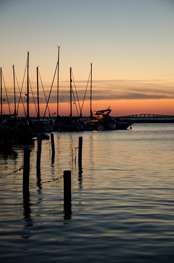 Sunset at harbor stock photo. Image of harbour, mast - 26240912