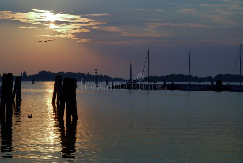 Sunset at harbor stock photo. Image of dusk, adriatic - 7535346