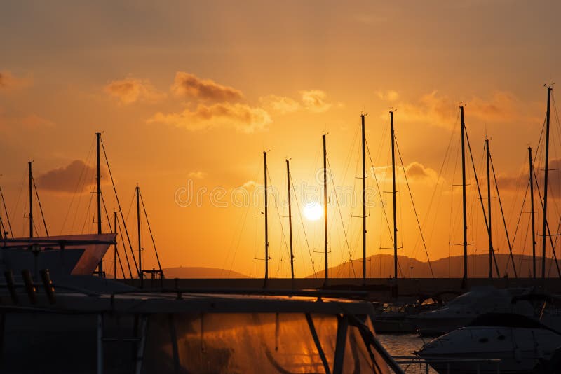 Sunset at the harbor stock image. Image of white, clear - 90801471