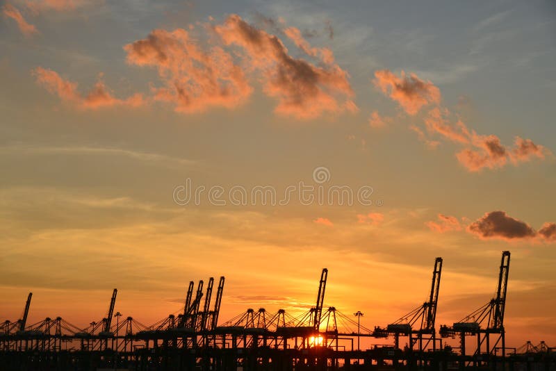 Sunset at Harbor stock photo. Image of harbor, lifting - 83169942
