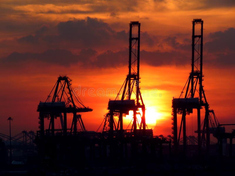 Sunset at harbour stock image. Image of harbour, showing - 70984485