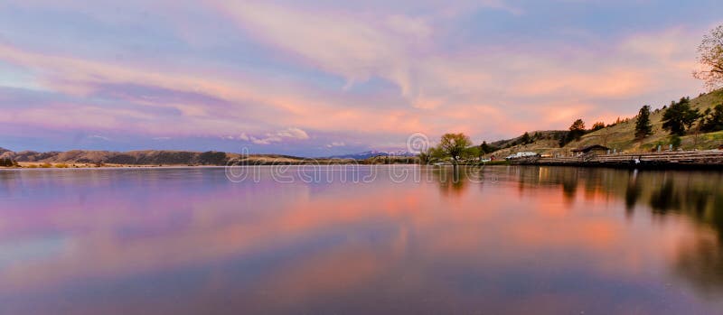Sunset on Hauser Lake stock image. Image of sunset, montana - 29177389
