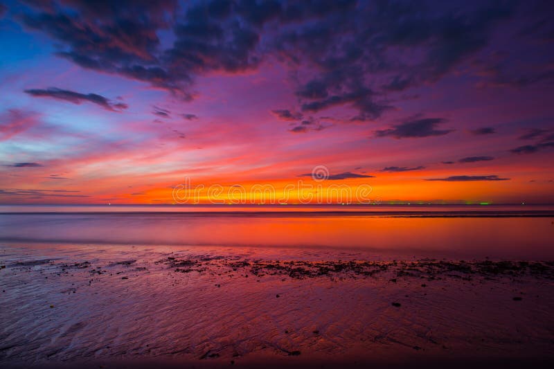 Sunset on Hawaii Beach stock photo. Image of relaxing - 51859800